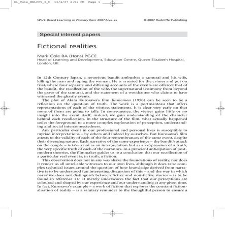Mark Cole - Fictional Realities, WBLPC 2007 | PDF