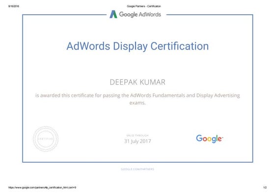 Google Partners - Certification | PDF