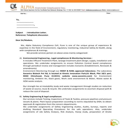 Introduction letter | PDF