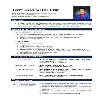 RESUME(terryexceldelacruz) | PDF | Computer Networking | Computing