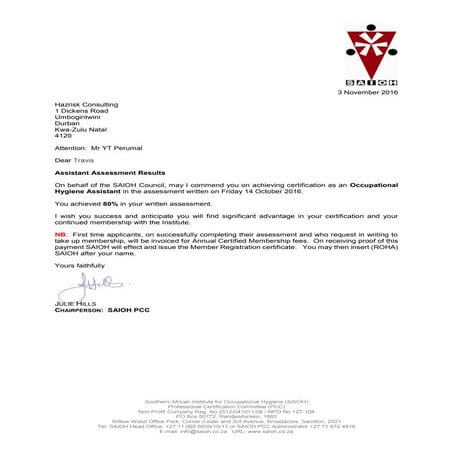 Assistant Assessment Results - Letter - Perumal YT | PDF