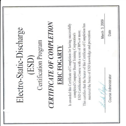 ESD CERTIFICATE | PDF
