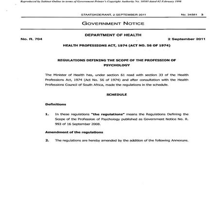 Promulgated Scope of Practice - Government Gazette 2 Sept 2011 | PDF