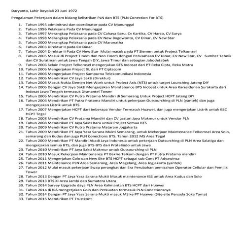 Work Experiences of Daryanto | PDF