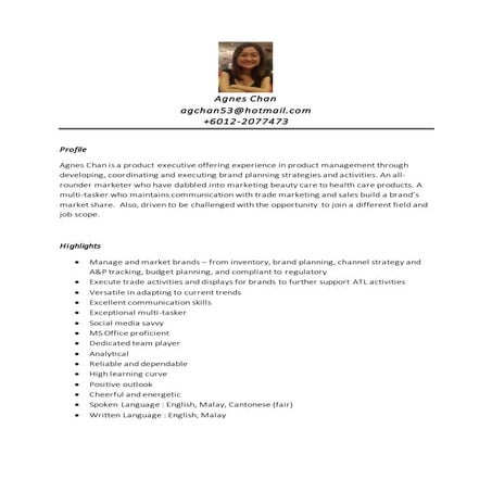 Agnes Chan Resume | DOCX