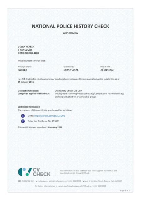 Australian Police Checks: Procedures and Processing | PDF