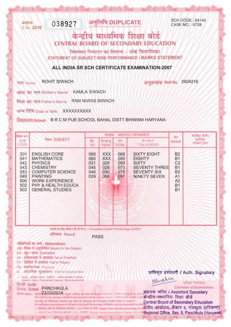 Marksheet 12 marksheet-12