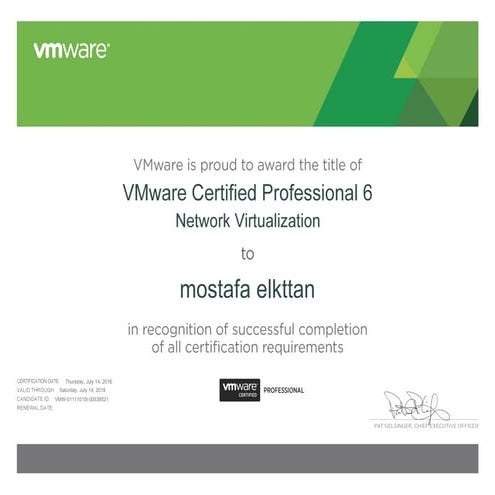 VMware Certified Professional 6 - Network Virtualization certificate | PDF
