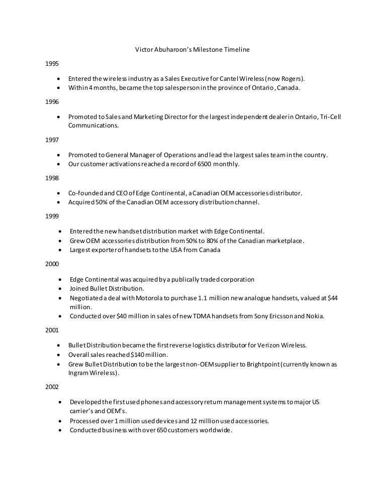 My experience timeline 1