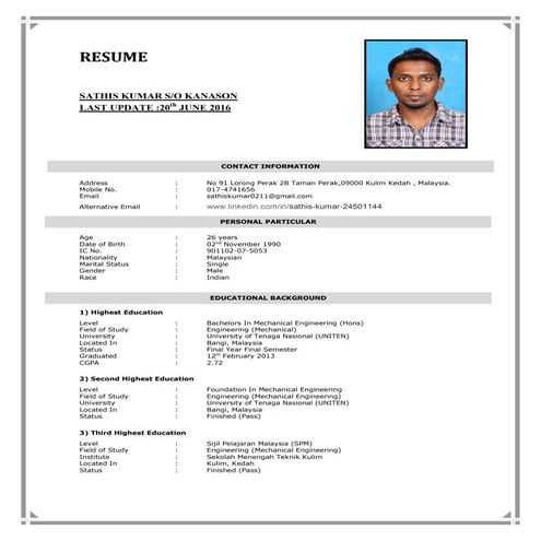 Sathis Kumar Resume 18 | PDF