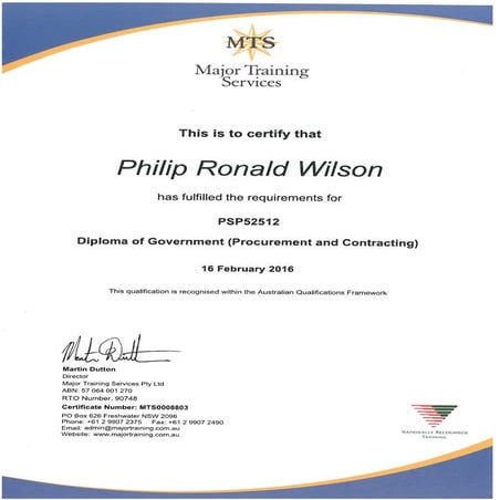Diploma of Government Procurement and Contracting | PDF