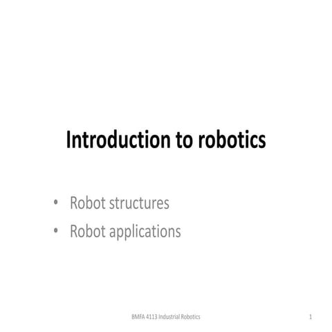 Introduction to Robotics Robot Structures | PDF