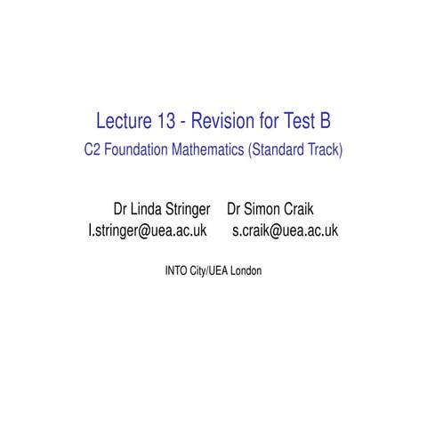 C2 st lecture 13 revision for test b handout | PDF