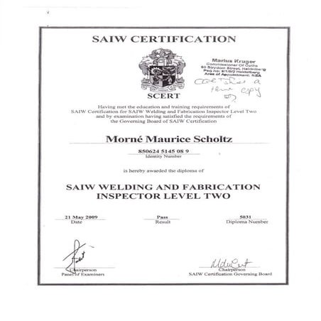 SAIW Welding and Fabrication Inspector Level 2 | PDF