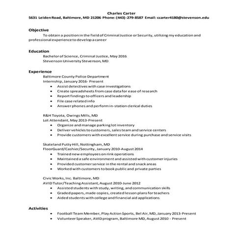 Charles Carter Resume 2016 | PDF