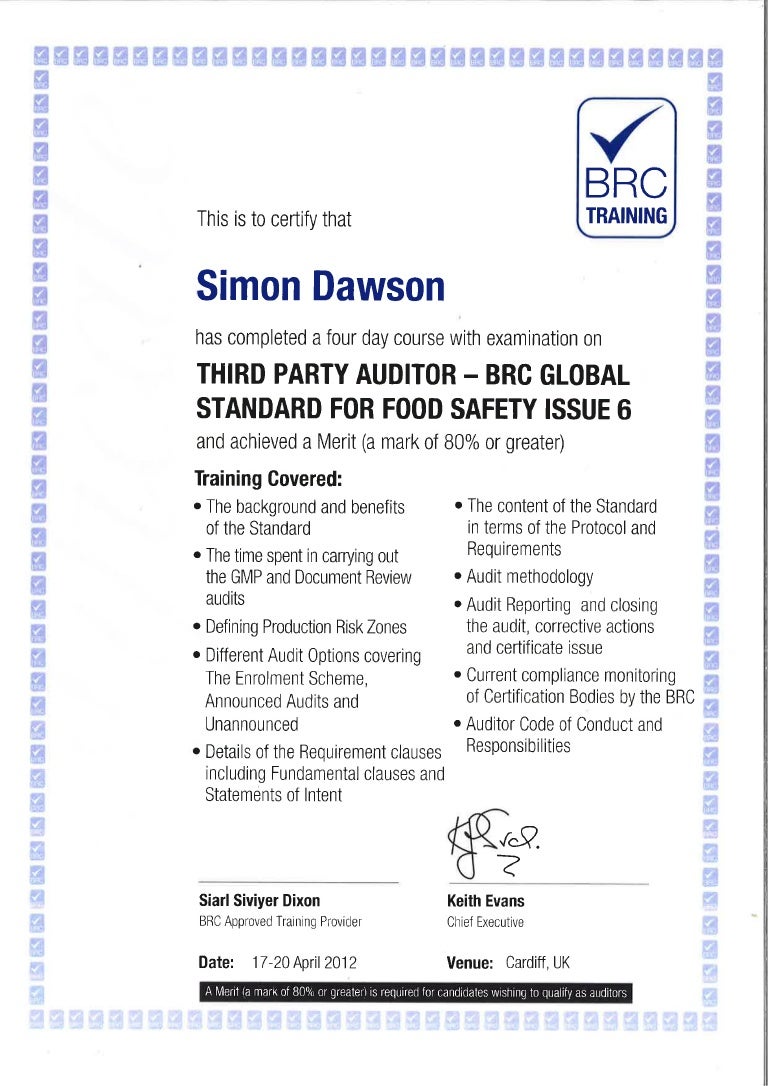 BRC Lead Auditor Certificate