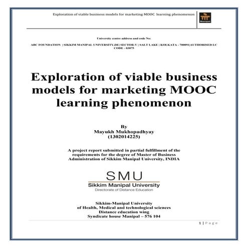 Exploration of viable business models for marketing MOOC learning phenomenon | PDF