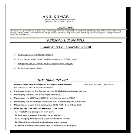 Anil Resume (copy) | PDF