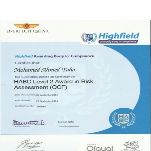 HABC safety certificate M. Taha | PDF