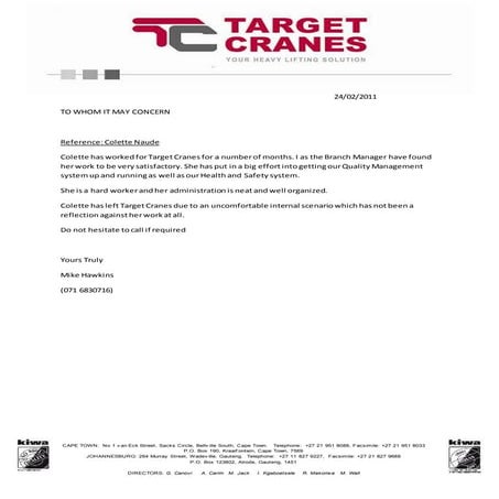 Target Cranes - Mike Hawkins | DOCX