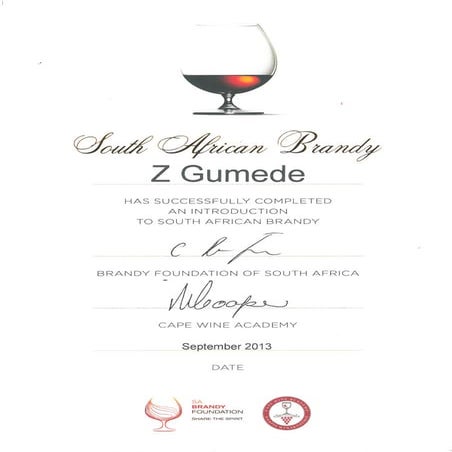SA Brandy Certificate | PDF