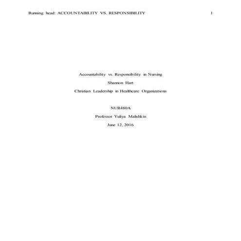 Accountability vs. Responsibility Final Paper | DOCX