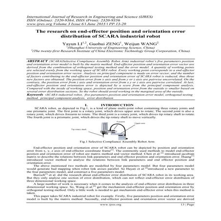 The research on end-effector position and orientation error distribution of SCARA industrial ...