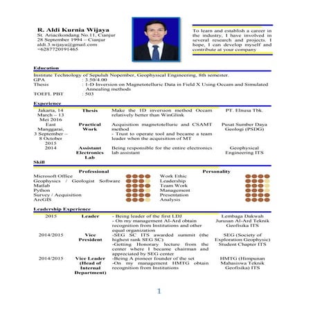 Curriculum Vitae (R. Aldi Kurnia Wijaya) jobstreet | PDF