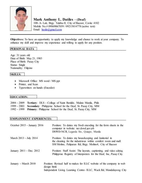 Sample Resume for OJT | DOCX | Resume Writing and Advice | Job Search