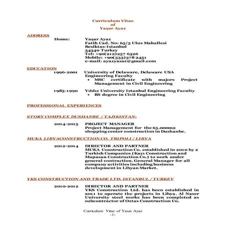Yasar Ayaz CV | DOCX