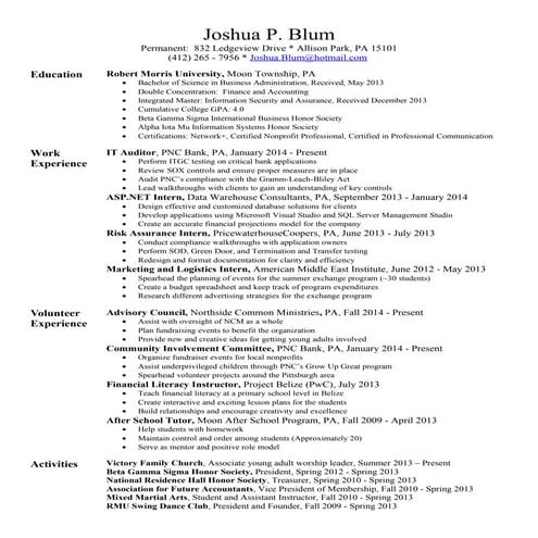 Josh Blum's Resume | DOC