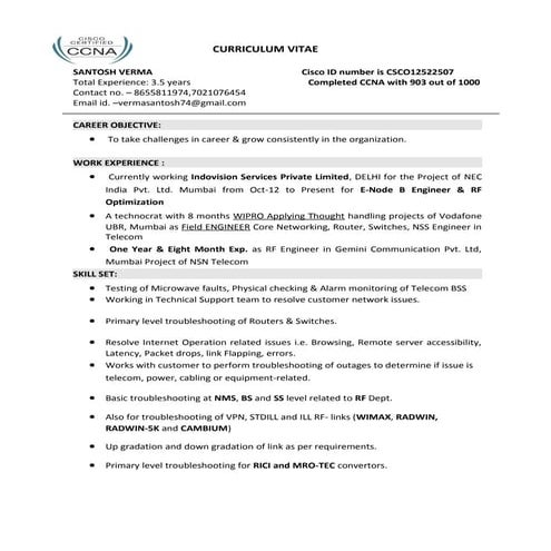 SANTOSH_TELECOM_CV | DOC