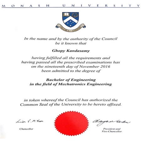 Monash_Mechatronics_Eng_Cert | PDF