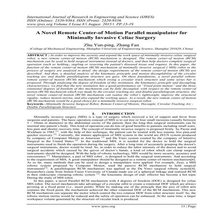 A Novel Remote Center-of Motion Parallel manipulator for Minimally ...