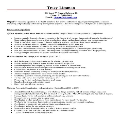 Tracy Liesman Resume | DOCX | Healthcare Industry | Industries