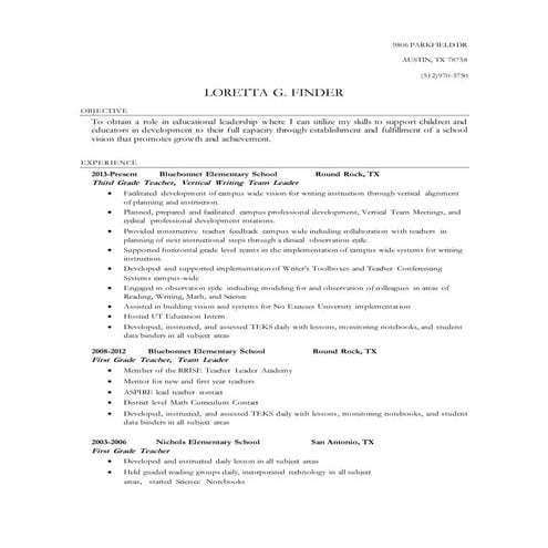 Loretta Finder Resume (5) | PDF