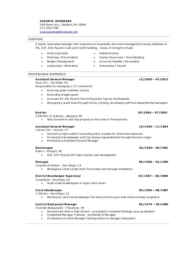 Resume Susan Goodreds