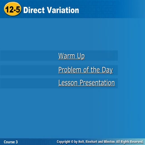 Direct Variation | PPT