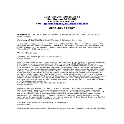Dawn Resume -Accounting | DOCX