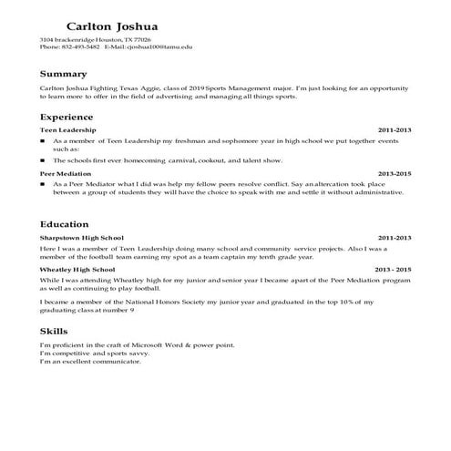 Bus 101 Resume | DOCX
