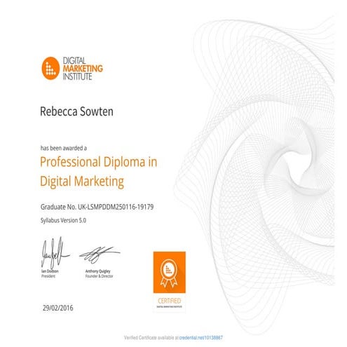 DMI Certificate 2016 | PDF