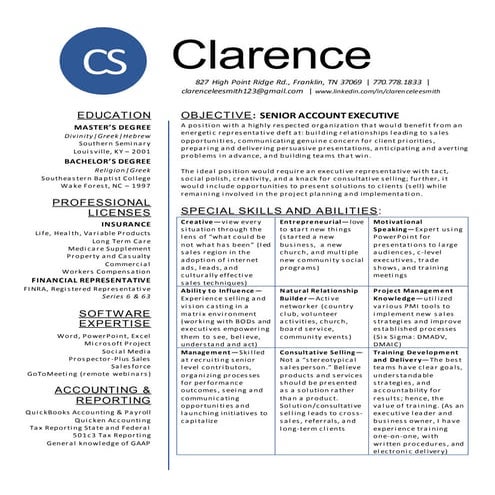 CLS New Resume Account Exec | PDF