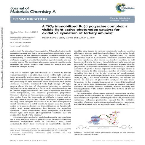 A TiO2 immobilized Ru(II) polyazine complex: a visible-light active ...