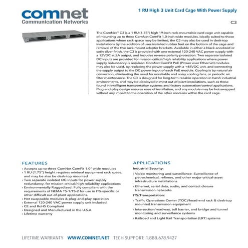 Comnet C3US Data Sheet | PDF | Computer Networking | Computing
