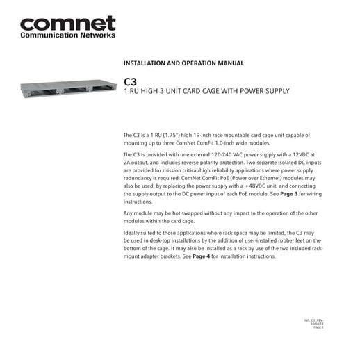 ComNet C3US User Manual | PDF