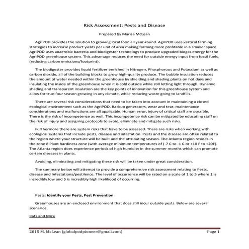 Risk Assessment_ Pest and Disease 2015 | PDF | Gardening | Home & Garden