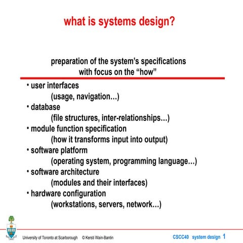 preparation of the system’s specifications with focus on the “how” | PPT