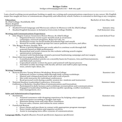 Resume 7 | PDF