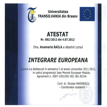 Atestat Curs Integrare Europeana | PDF