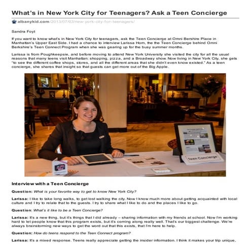 Interview Teen Concierge | PDF